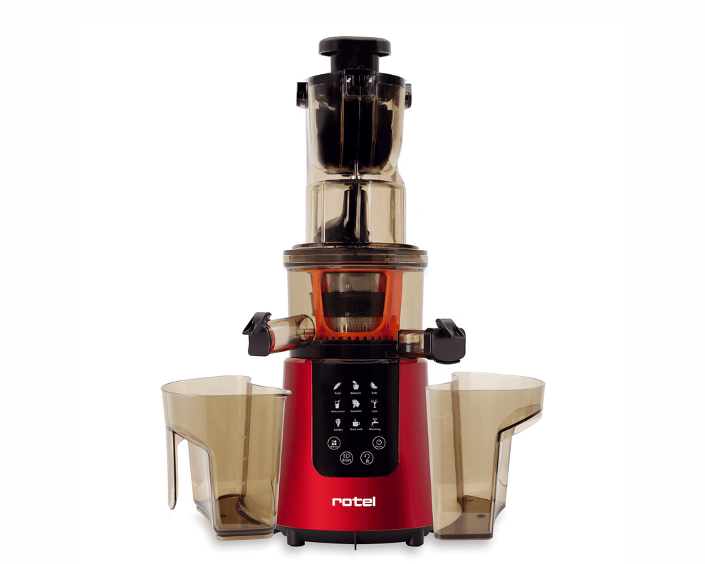 Rotel Slow Juicer, juicer with 2 sieves, maximum juice yield – rotel.swiss